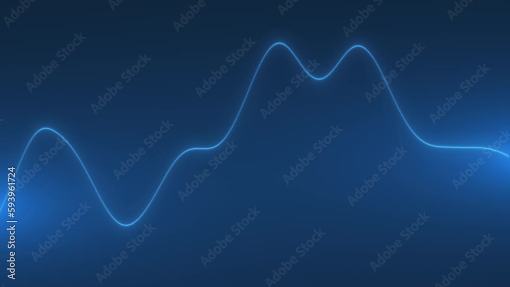 Looped animation of the movement of a sine wave of glowing blue ...