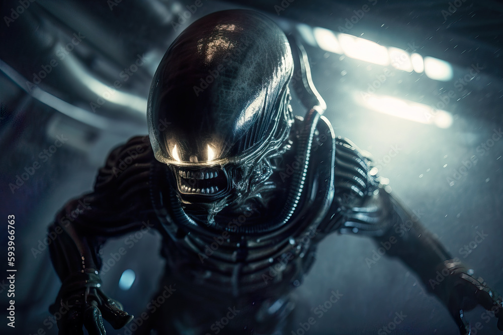 Generative AI illustration of spooky extraterrestrial ancient alien ...