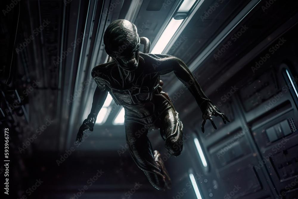 Generative AI illustration of spooky extraterrestrial ancient alien ...