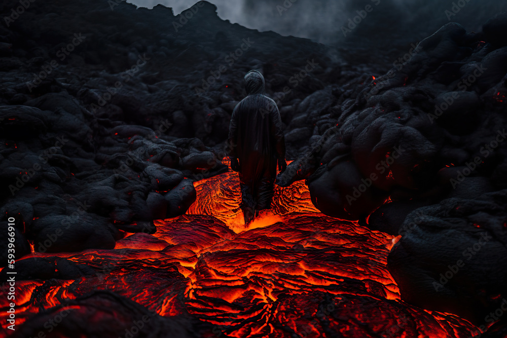 Generative AI illustration of back view of unrecognizable ...