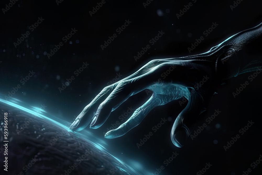 Generative AI illustration of hand of extraterrestrial ancient alien ...
