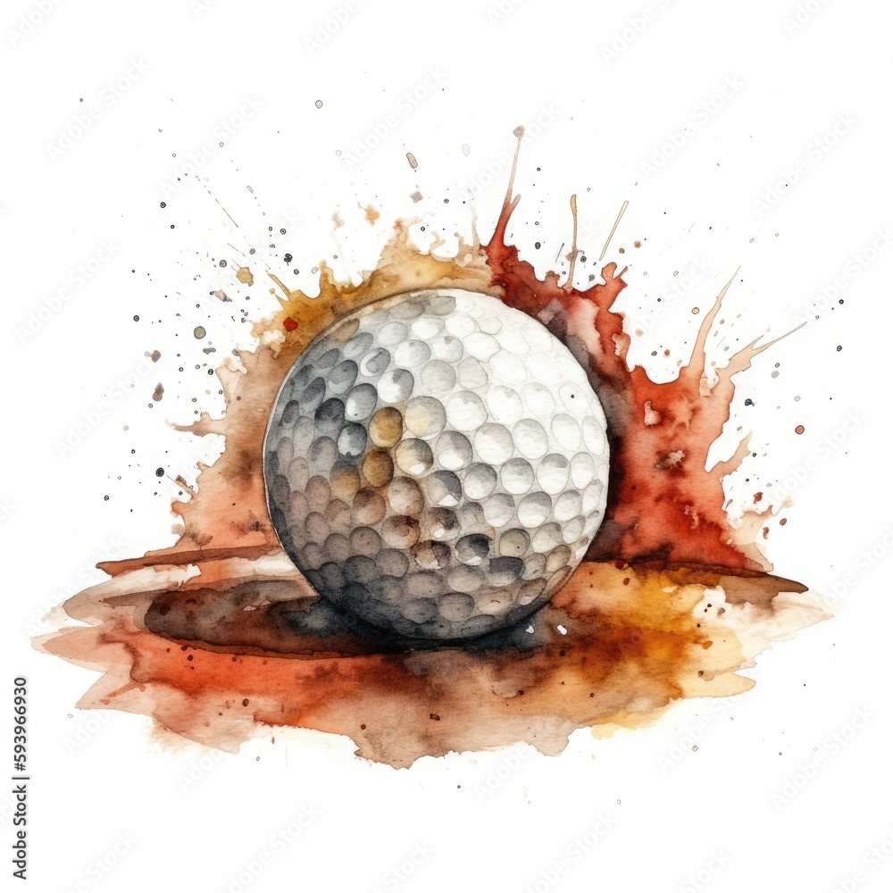 Watercolor Golf Course on White Background - Sports and Landscapes ...