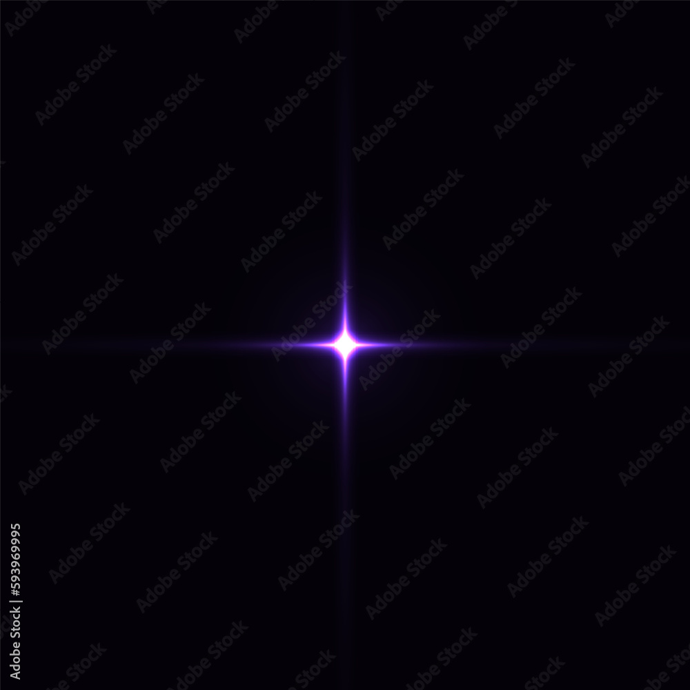 Realistic purple star lighting on dark background. Glow colorful light ...
