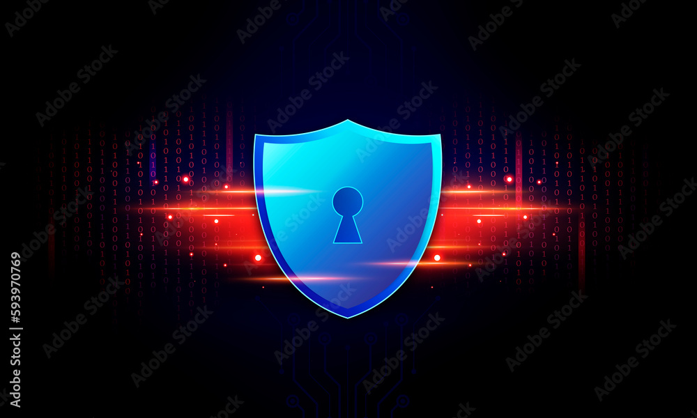 ภาพประกอบสต็อก Protection Network Security Computer And Safe Your Data Concept Shield Icon