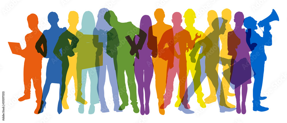 Silhouetten von Menschen aus vielen unterschiedlichen Berufen Stock ...