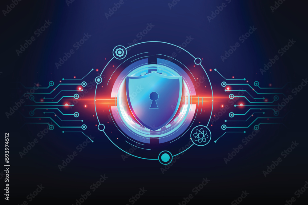 Cybersecurity and privacy concepts to protect data. Lock icon and ...