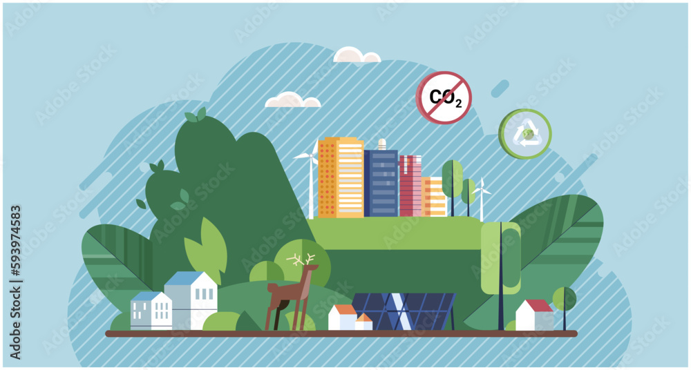 World Environment Day, bio technology. Sustainable green city with ...