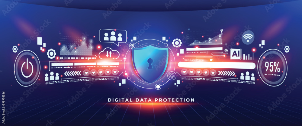 Cybersecurity and privacy concepts to protect data. Lock icon and ...