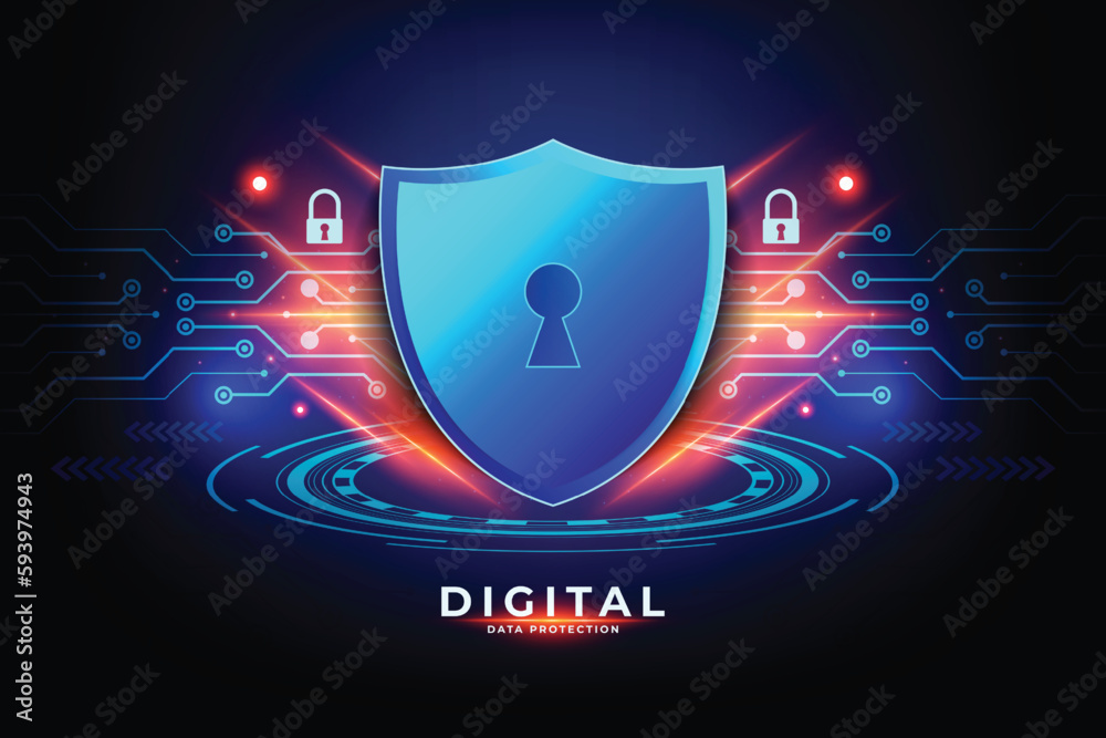 Cybersecurity and privacy concepts to protect data. Lock icon and ...