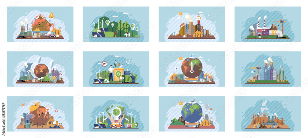 World Environment Day. Planet Earth in smoke, plastic, garbage. Global ...