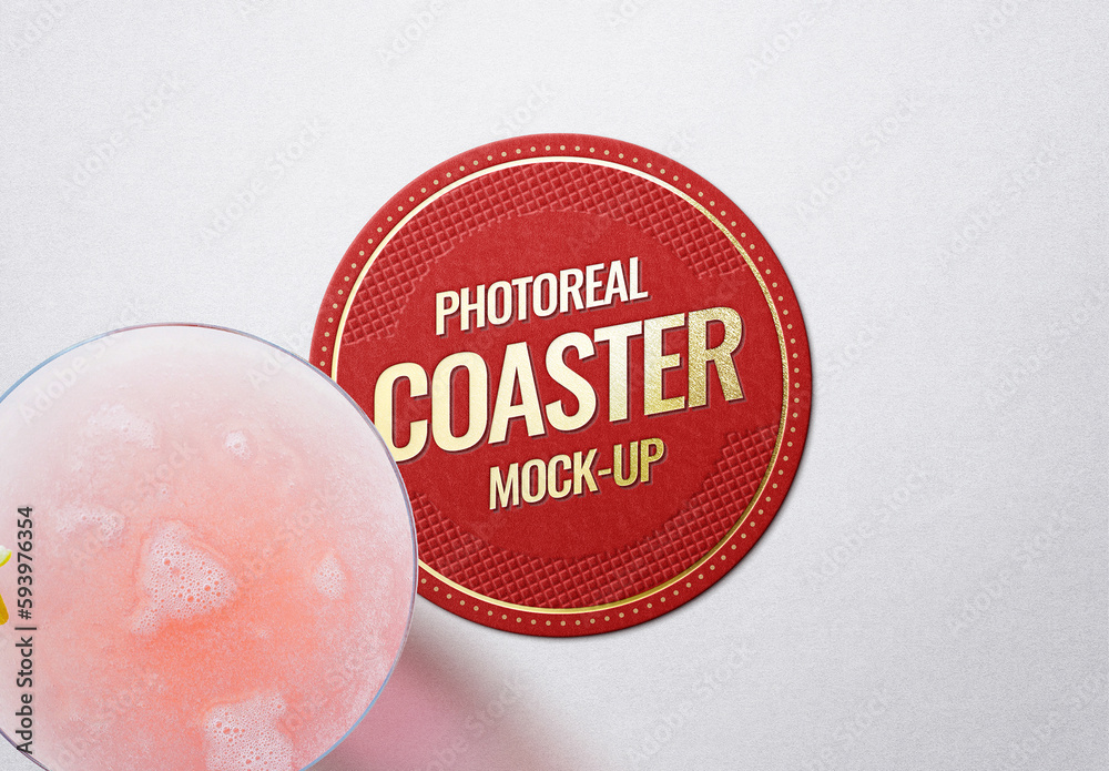 Coaster Mockup Template Restaurant Pub Cafe Bar Beer Round Stock ...