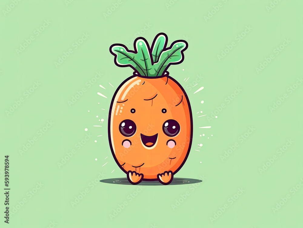 Cute funny carrot vegetable with face. cartoon kawaii doodle character ...