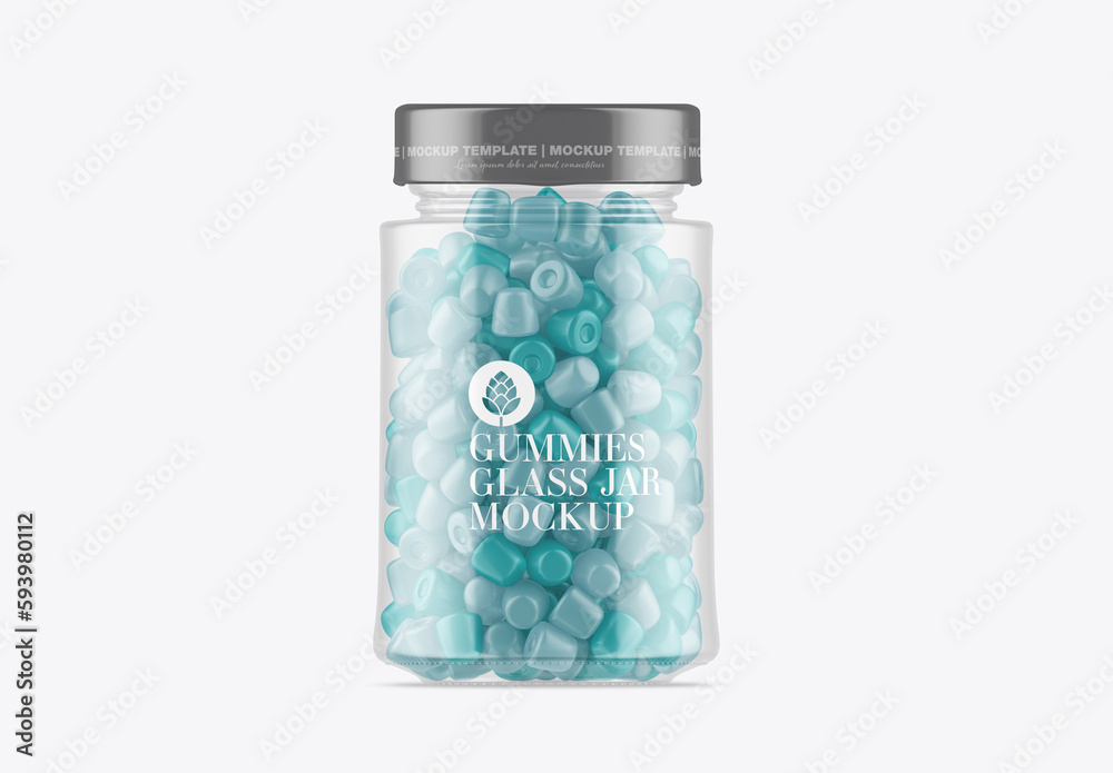 Plastic Jar with Gummies Mockup Stock Template | Adobe Stock