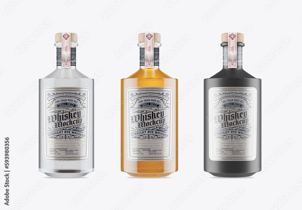 Set 3 Liquor Bottles Mockup Stock Template | Adobe Stock