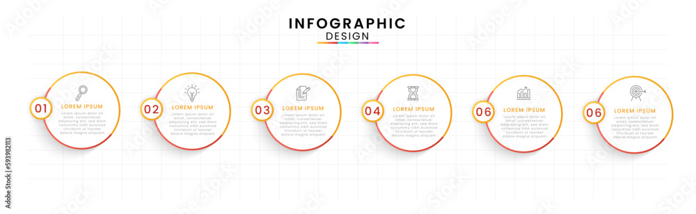 Fototapeta mapa świata dla dzieci Infographic template for business. Timeline concept with 6 ...