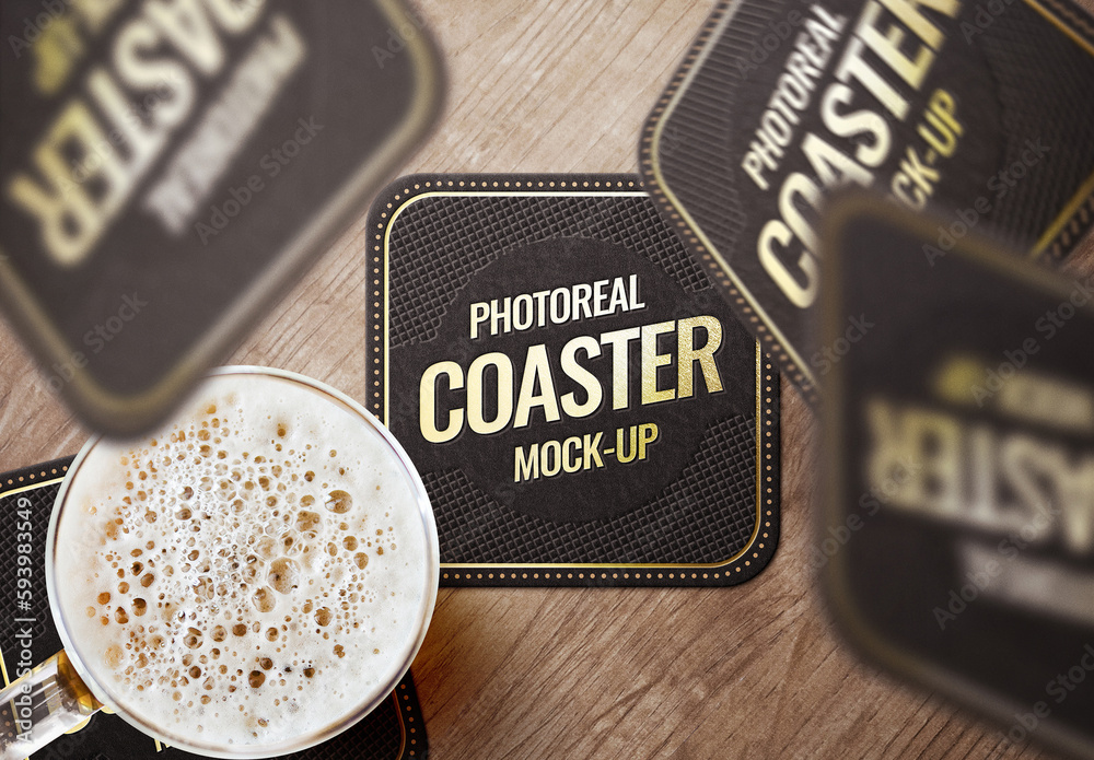 Coaster Mockup Template Restaurant Pub Cafe Bar Beer Round Stock ...