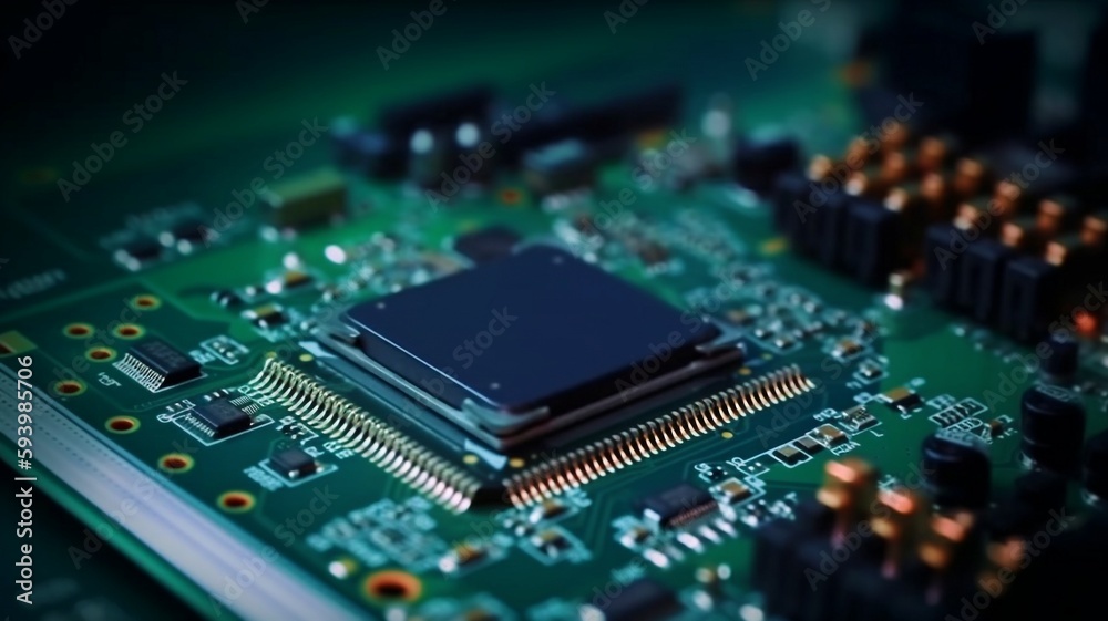 The CPU in the motherboard is turned on in a concept animation.The chip ...