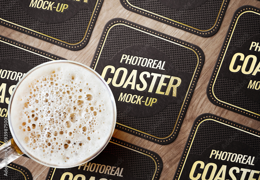 Coaster Mockup Template Restaurant Pub Cafe Bar Beer Round Stock ...
