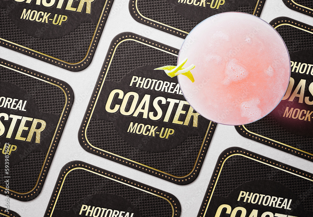 Coaster Mockup Template Restaurant Pub Cafe Bar Beer Round Stock ...
