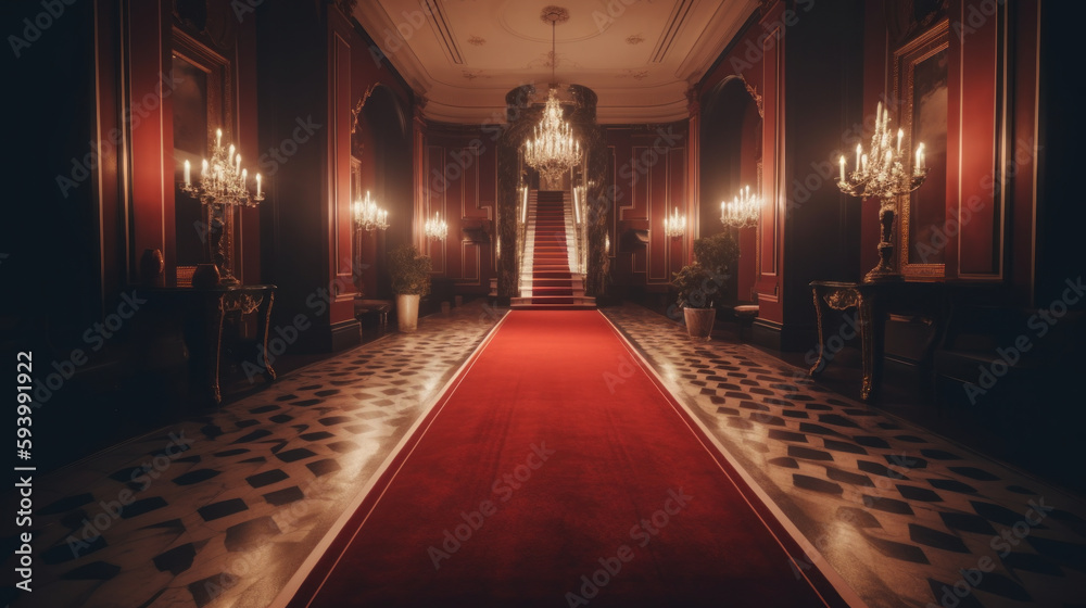 VIP luxury entrance with red carpet realistic. Al generated Stock ...