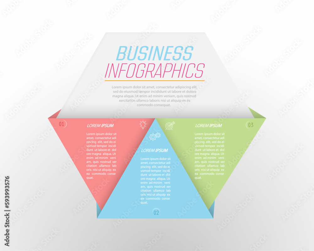 Business Infographics. 3 steps to achieve the result. Stages of ...