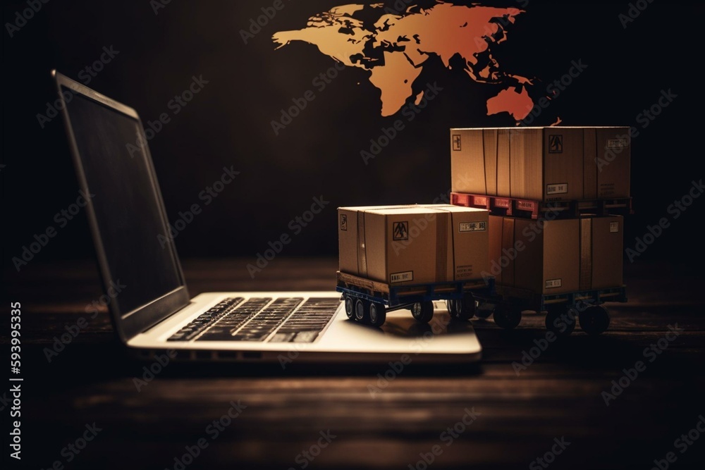 ภาพประกอบสต็อก Logistics, supply chain and delivery service concept ...