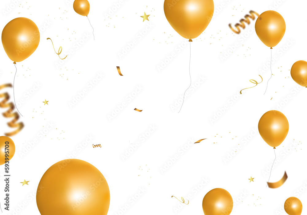 Gold balloons float out on transparent background. PNG illustration ...