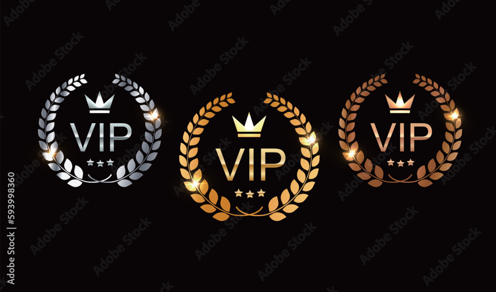 Gold, silver and bronze vip icon.membership card icons vector set.VIP ...