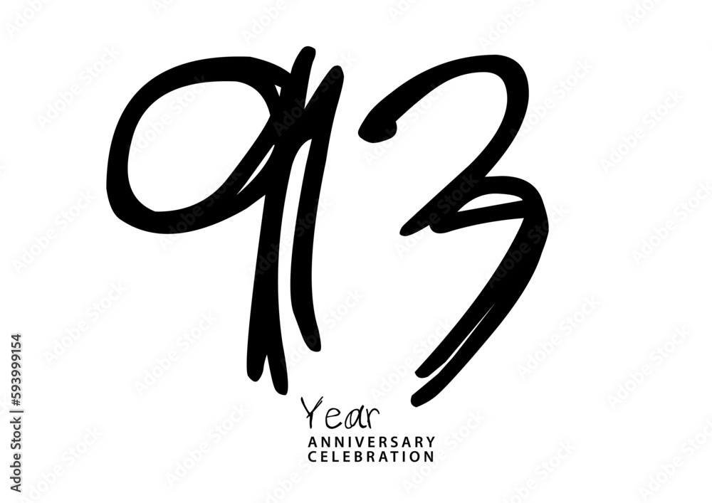 93 year anniversary celebration black color logotype vector, 93 number ...