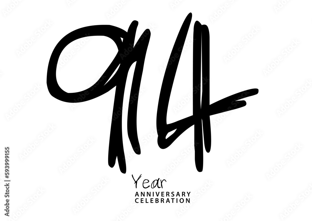 94 year anniversary celebration black color logotype vector, 94 number ...