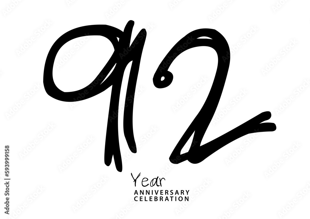 Vetor de 92 year anniversary celebration black color logotype vector ...