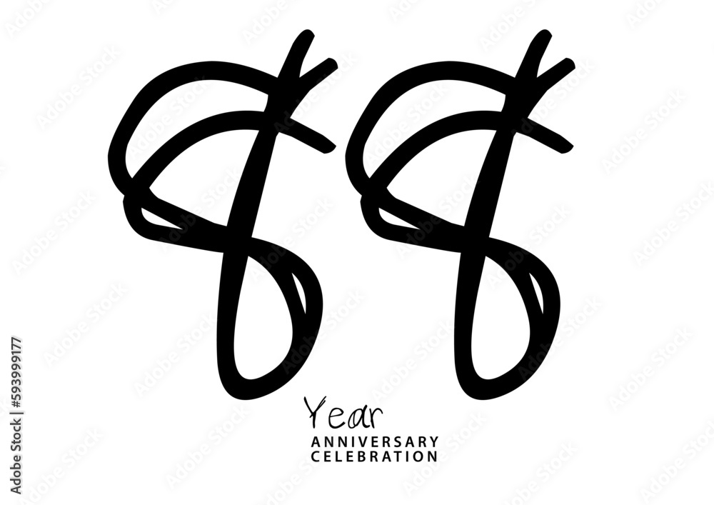 88 year anniversary celebration black color logotype vector, 88 number ...