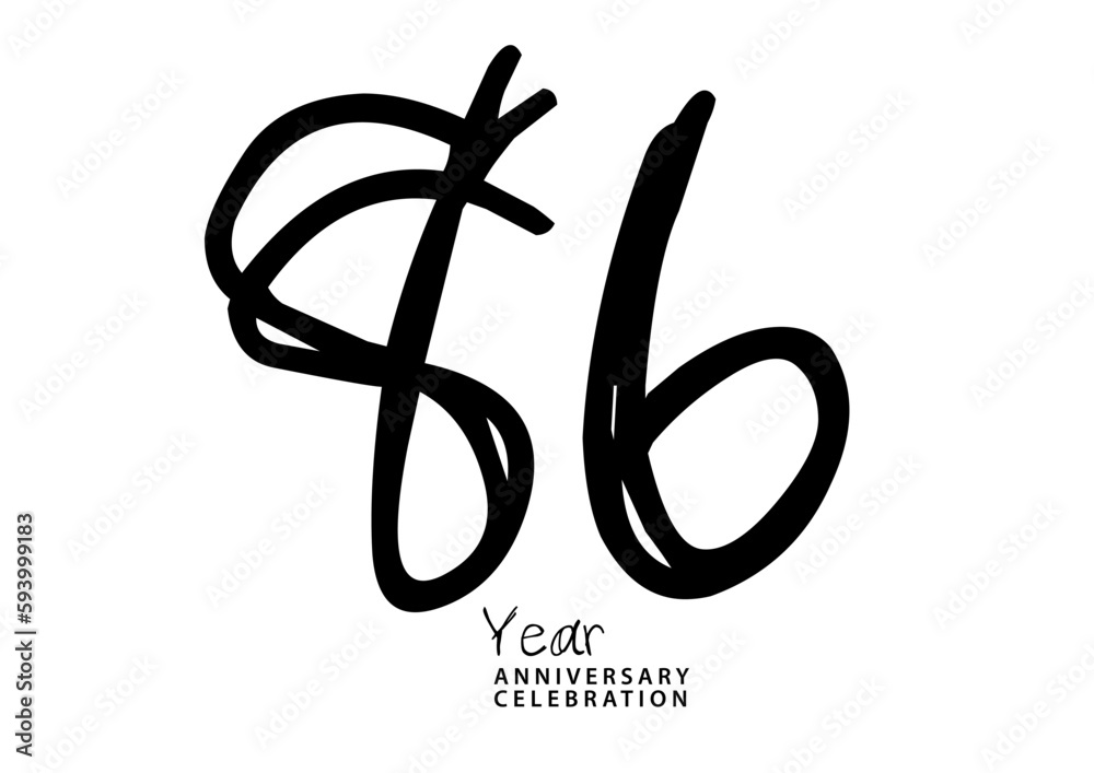 86 year anniversary celebration black color logotype vector, 86 number ...
