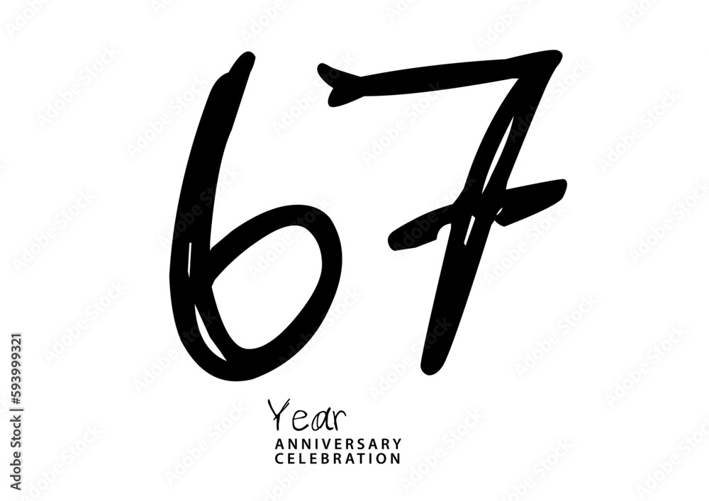 67 year anniversary celebration black color logotype vector, 67 number ...