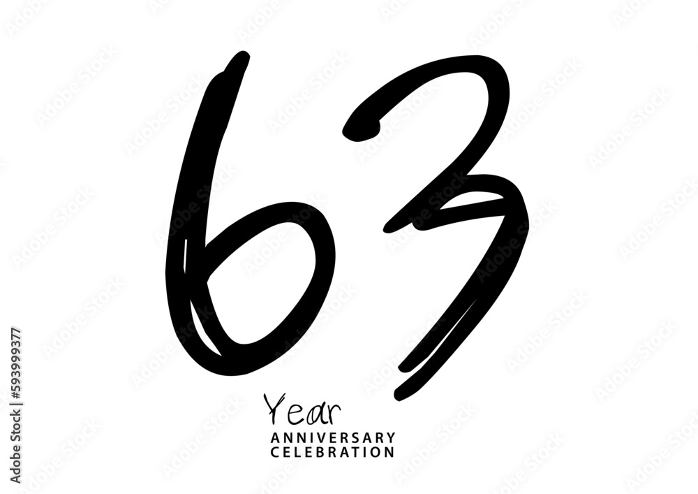 63 year anniversary celebration black color logotype vector, 63 number ...