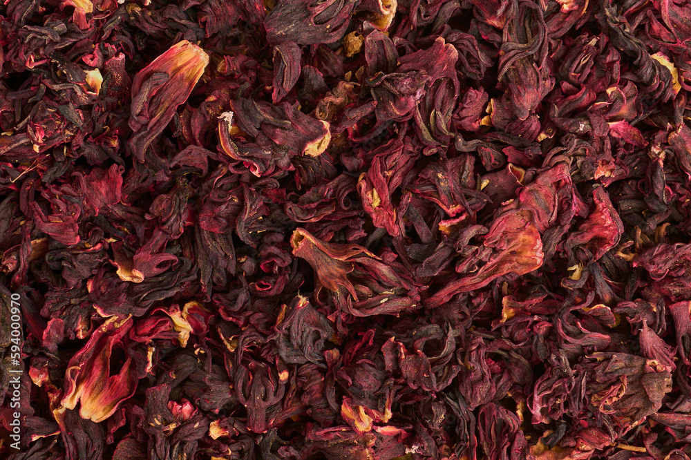 Flowers of hibiscus, dry carcade tea close up, background Stock-Foto ...