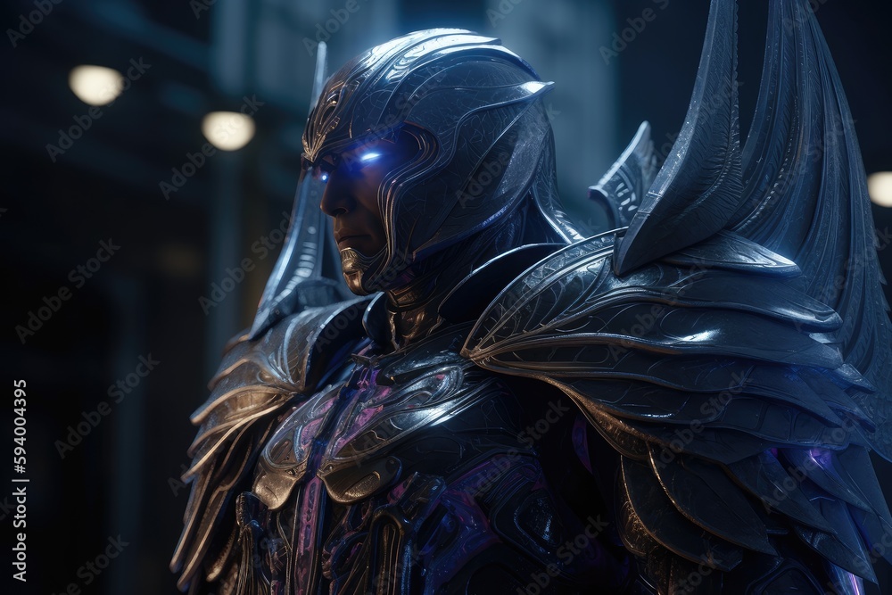 Cyber Seraph: A Futuristic Art Print of a Six-Winged Archangel in ...