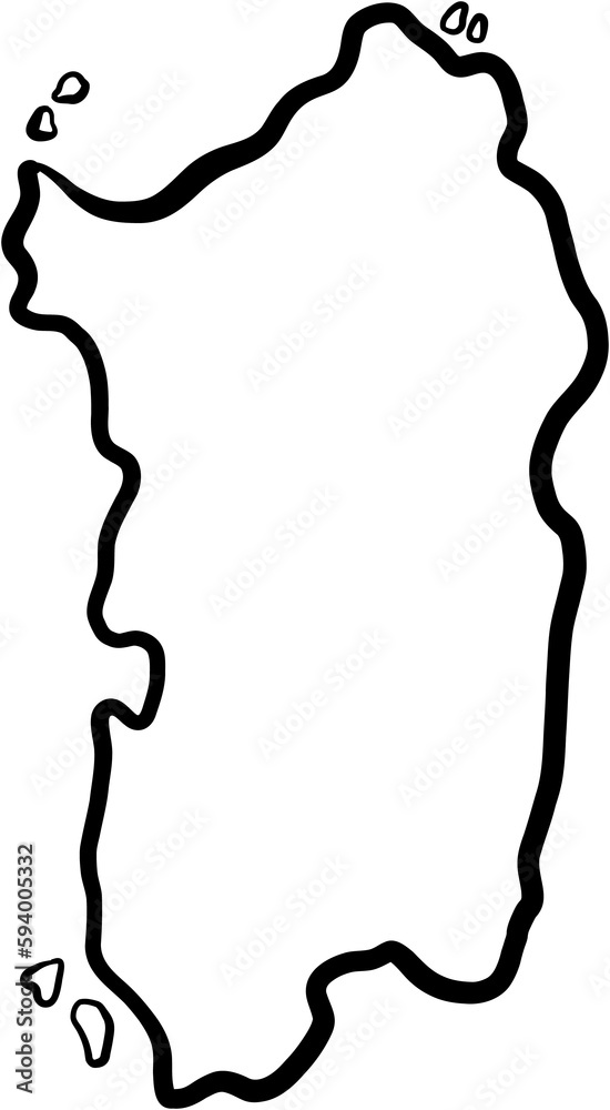doodle freehand drawing of sardinia island map. Stock Illustration ...
