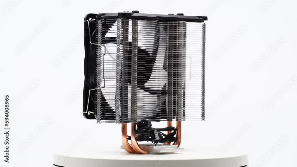 Cooler computer fan isolated on white. Active CPU cooler with large ...