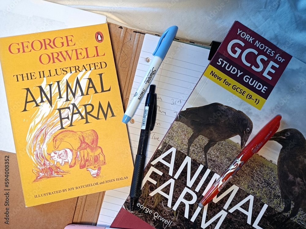 Top view of Animal Farm books by George Orwell, full version and ...