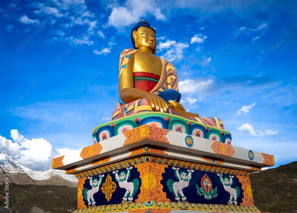 Impressive and awe-inspiring sculpture of Hikkim Buddha standing tall ...