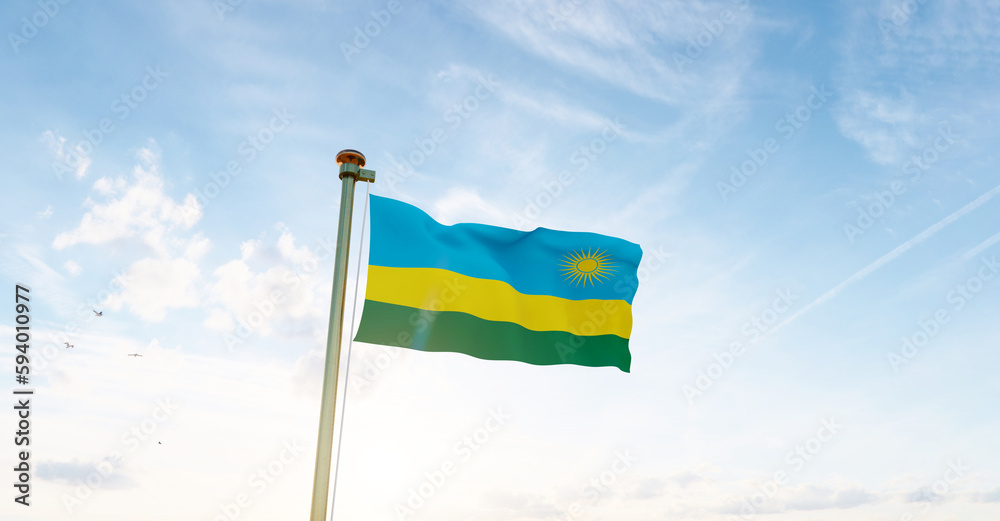 Rwanda flag. 3D realistic waving flag background. Flag of Rwanda flag ...