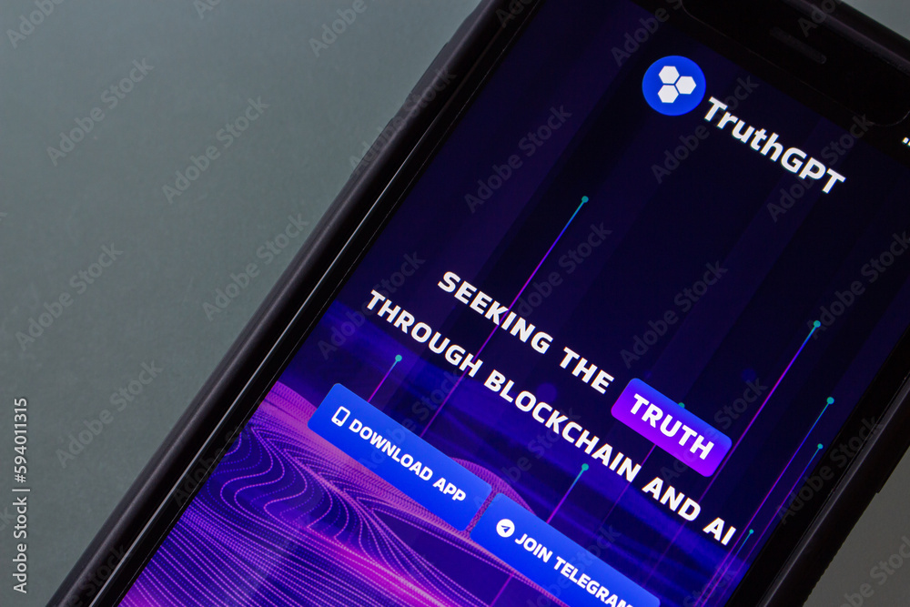 Vancouver, CANADA - Apr 18 2023 : Elon Musk’s new AI language model TruthGPT website seen in an ...