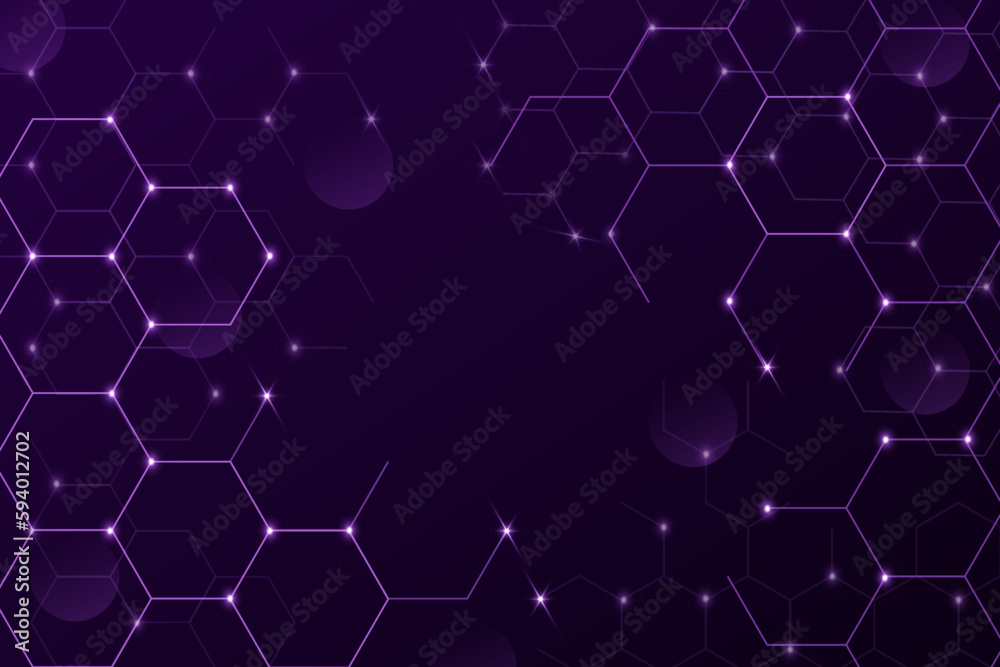 Abstract molecules on a purple background. Molecular structures or DNA ...