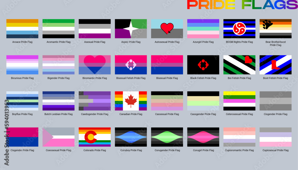 LGBT sexual identity pride flags gender collection. Flag of gay ...