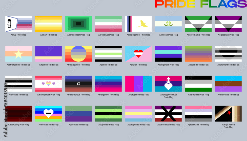LGBT sexual identity pride flags gender collection. Flag of gay ...
