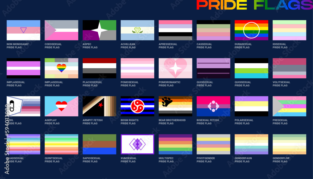 LGBT sexual identity pride flags gender collection. Flag of gay ...
