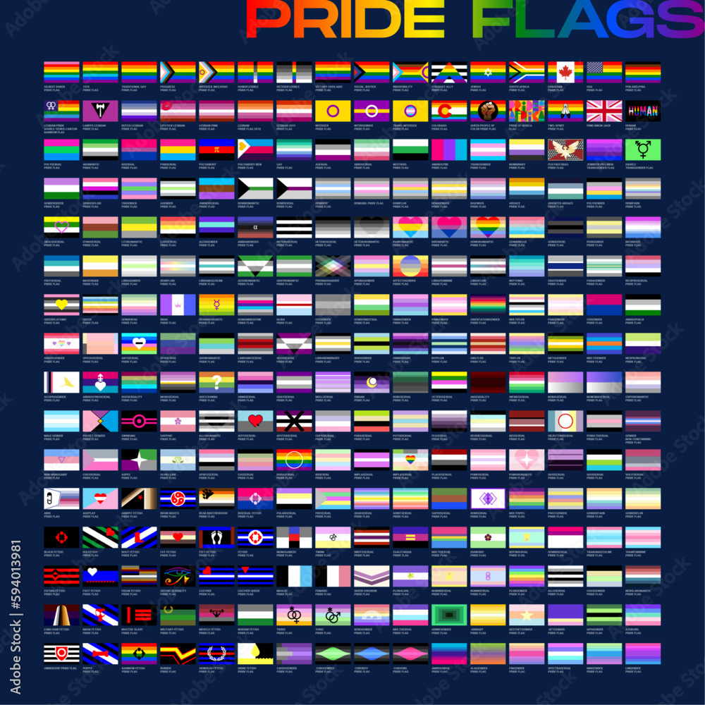 LGBT sexual identity pride flags gender collection. Flag of gay ...