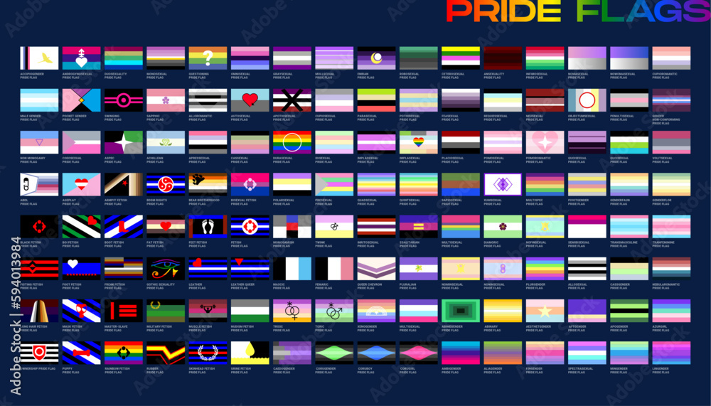 LGBT sexual identity pride flags gender collection. Flag of gay ...