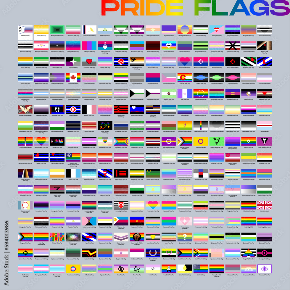 LGBT sexual identity pride flags gender collection. Flag of gay ...